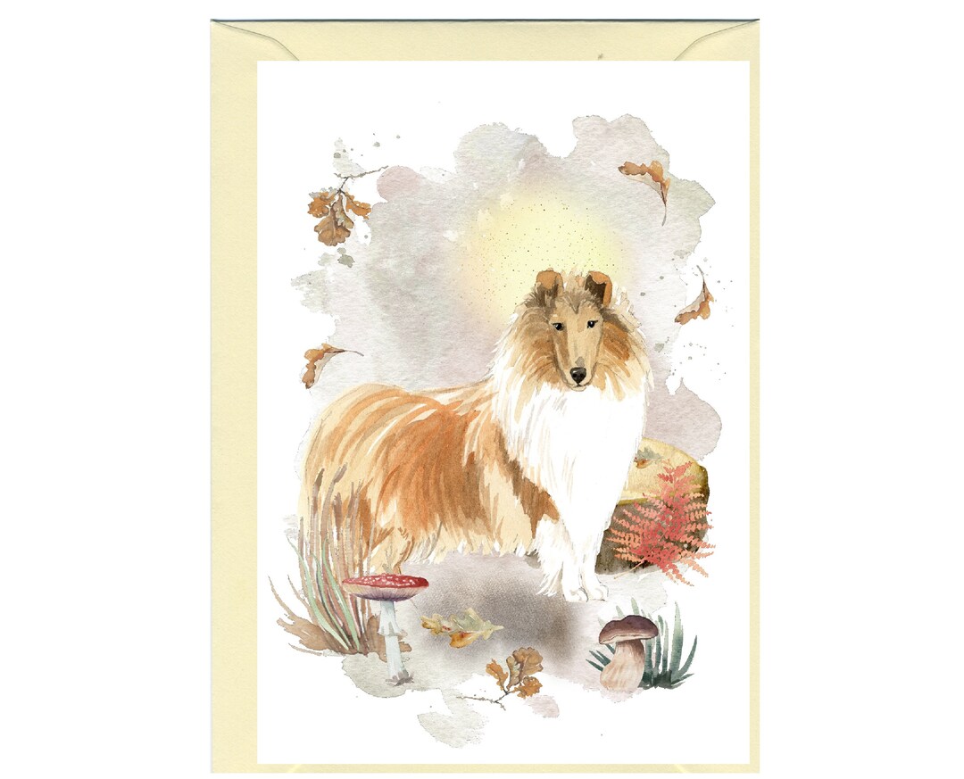 Personalised Rough Collie Dog Greetings Card /notelet (6" X 4") With ...