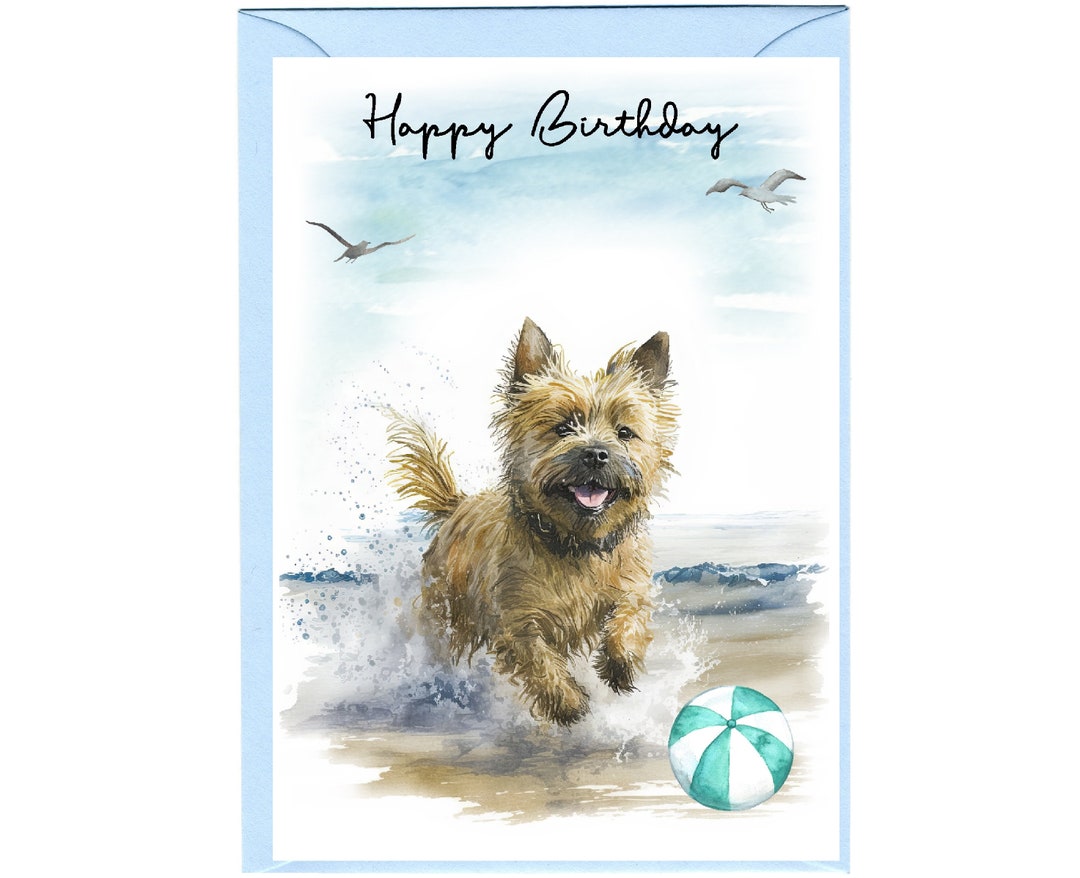 Cairn Terrier Dog "happy Birthday" Card (6" X 4") With Envelope - Blank ...