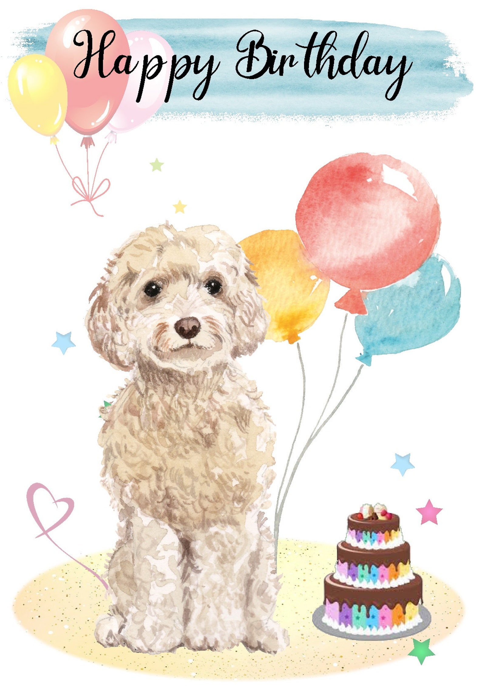 Cockapoo / Doodle Dog happy Birthday Card 6 - Etsy UK