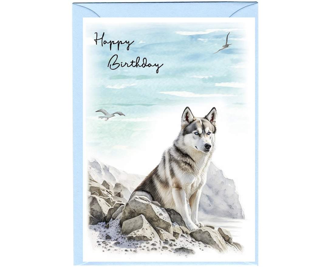Siberian Husky Dog "happy Birthday" Card (6" X 4") With Envelope ...