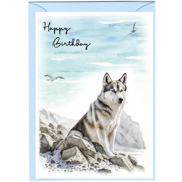 Siberian Husky Birthday Card - Etsy