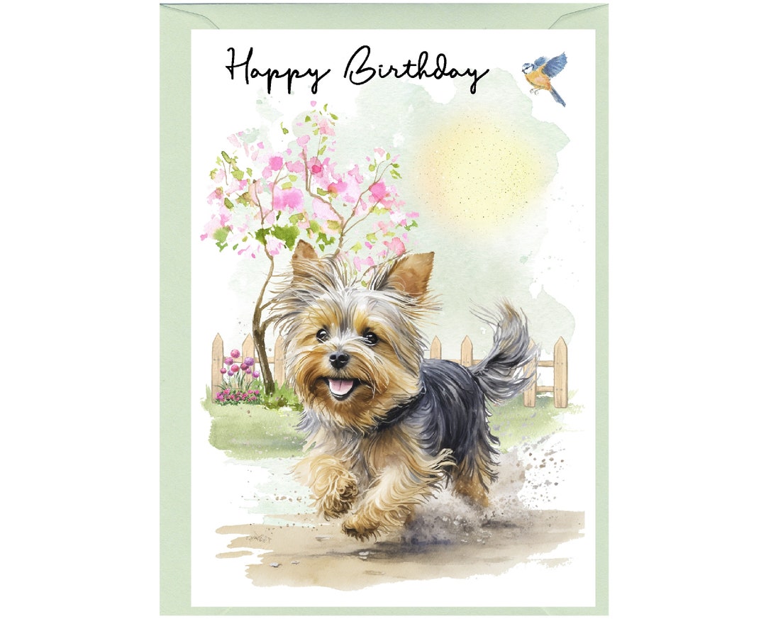 Yorkshire Terrier / Yorkie Dog "happy Birthday" Card (6"x 4") With ...