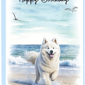 Samoyed Dog "happy Birthday" Card (6" X 4") With Envelope - Blank ...