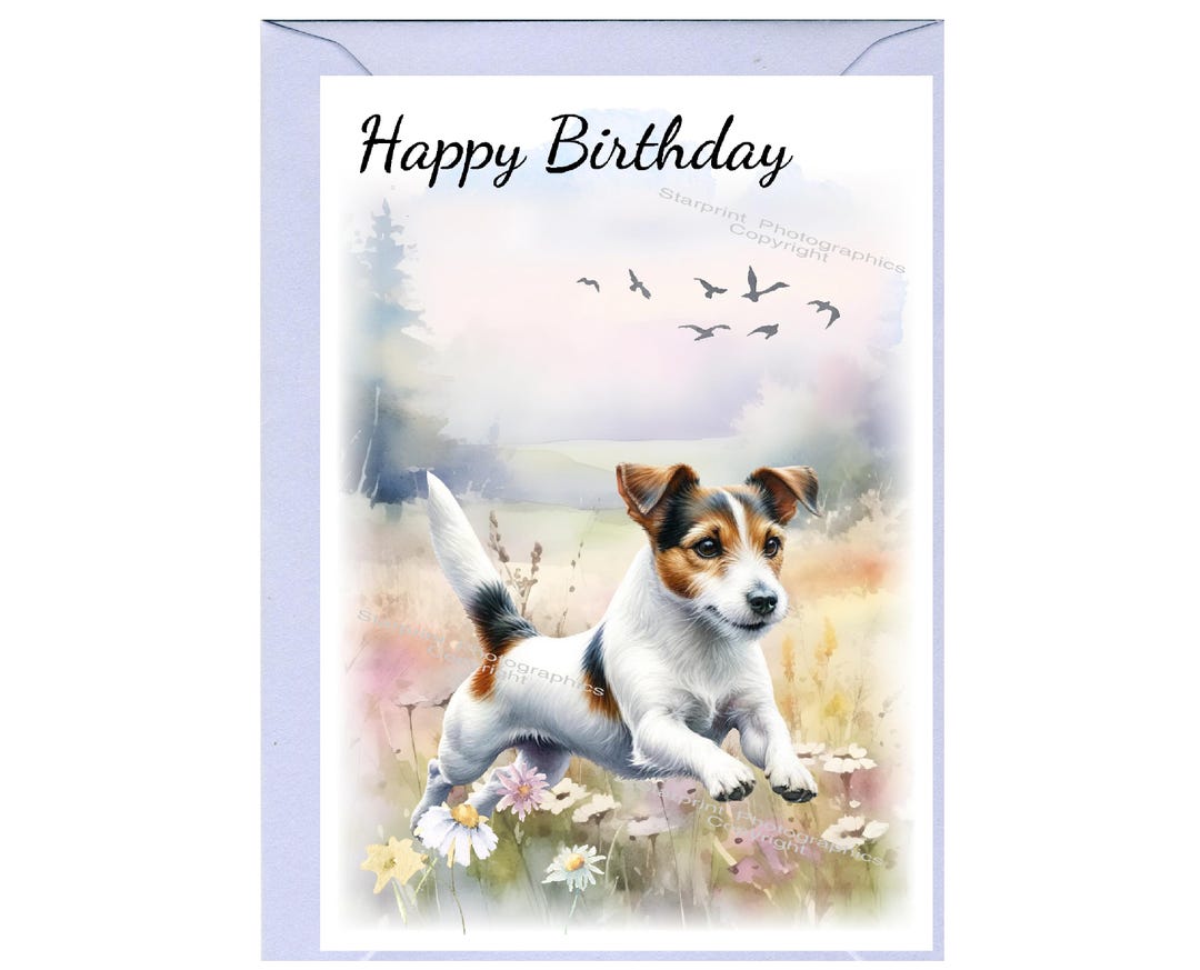 Jack Russell Terrier Dog "happy Birthday" Card (6" X 4") With Envelope ...