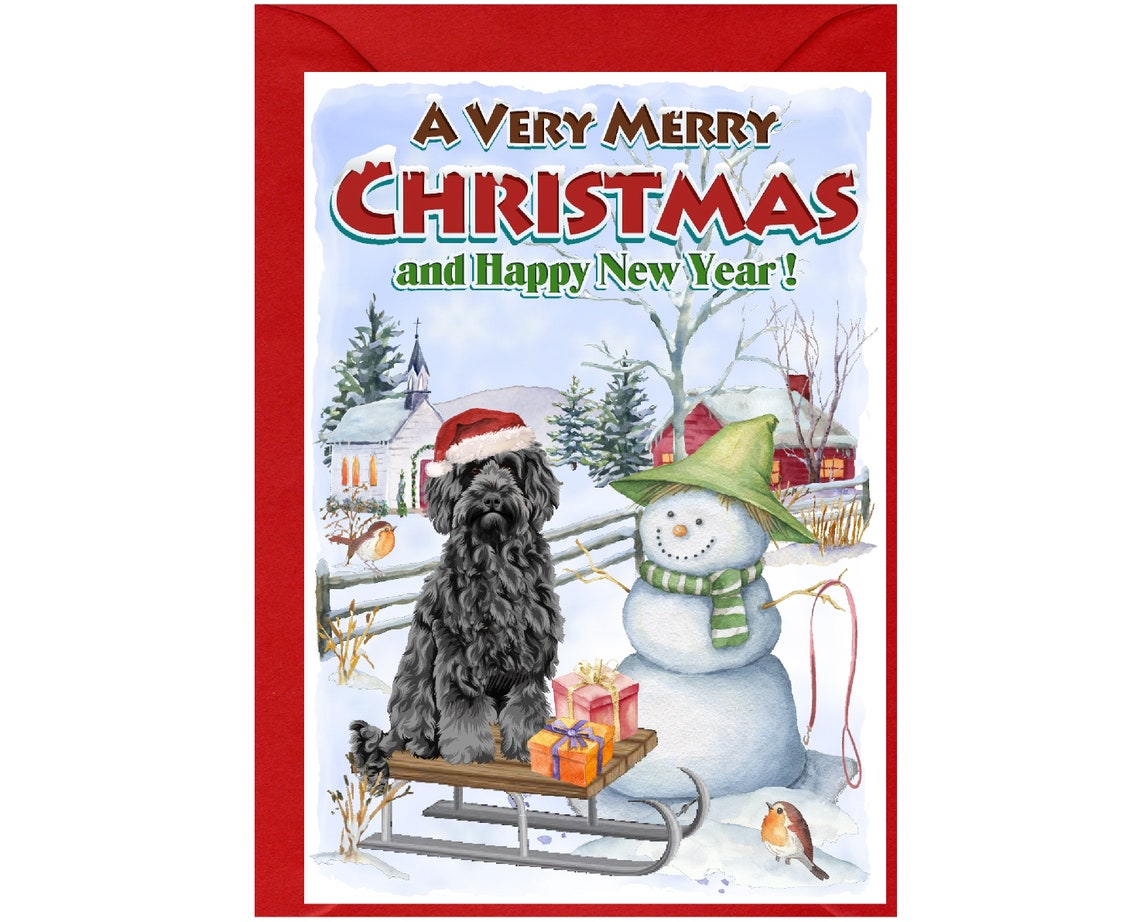 Labradoodle black Dog Christmas Card 6 X 4 - Etsy