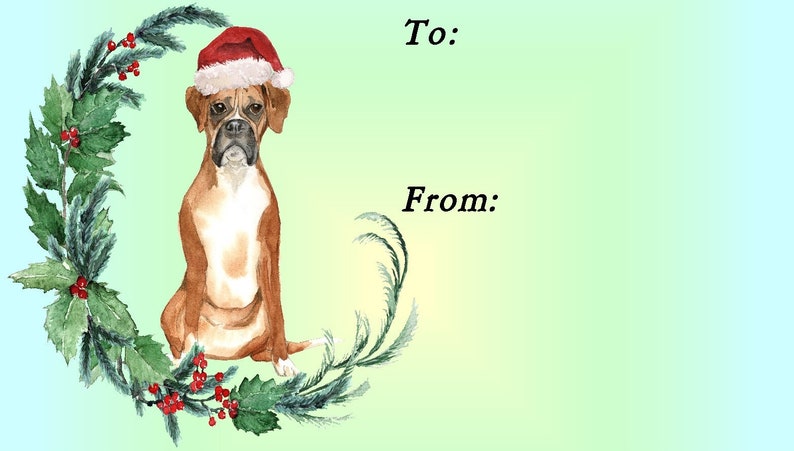Boxer Dog Christmas Gift Labels Peel off Self Adhesive 2 - Etsy