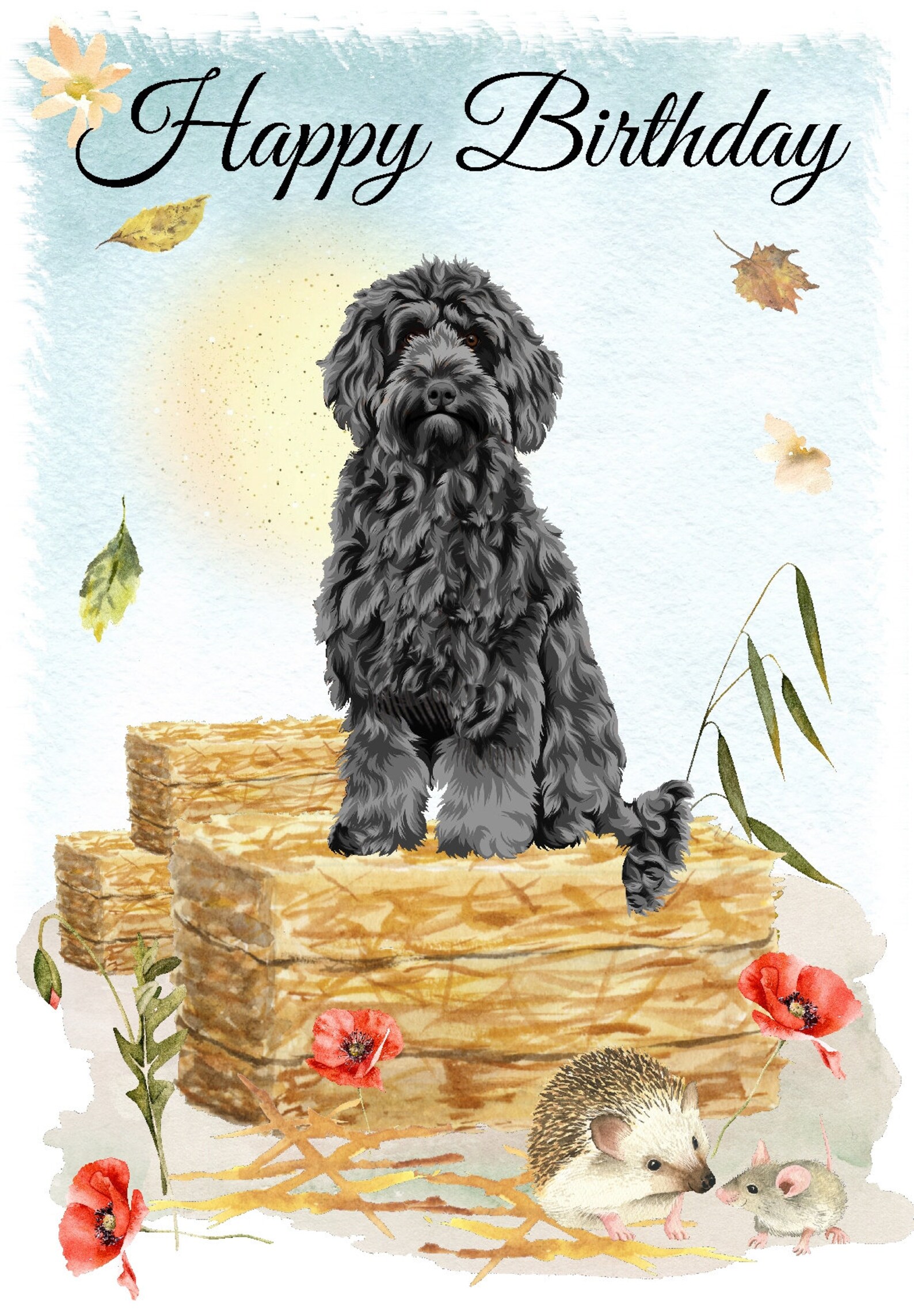 Labradoodle Dog "happy Birthday" Card (6"x 4") With Envelope. Blank ...