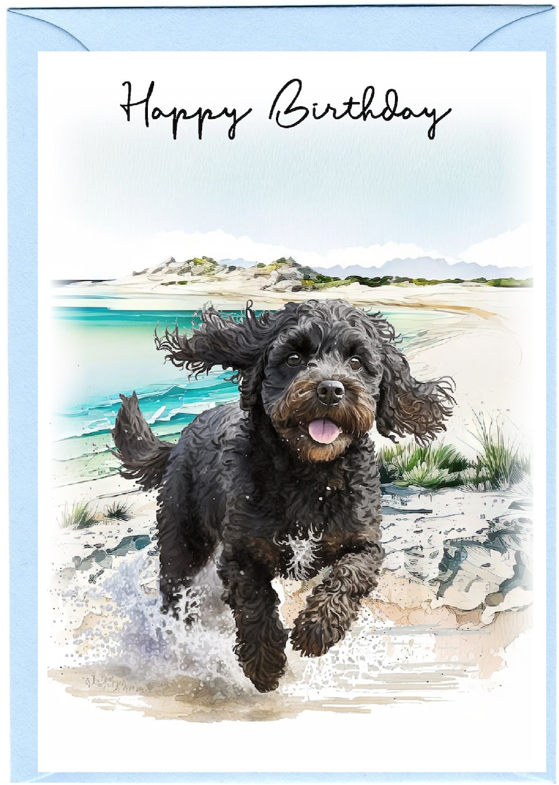 Cockapoo / Doodle black Dog happy Birthday Card - Etsy UK