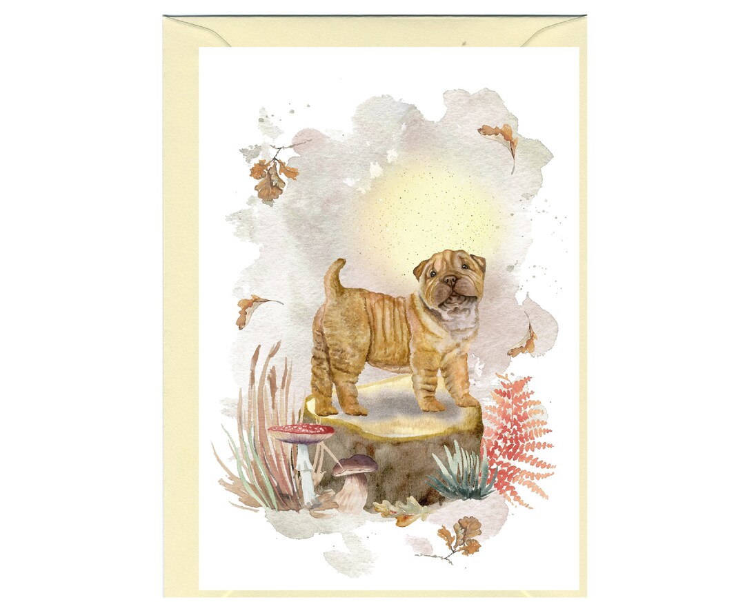 Personalised Shar Pei Dog Greetings Card /notelet (6" X 4") With ...