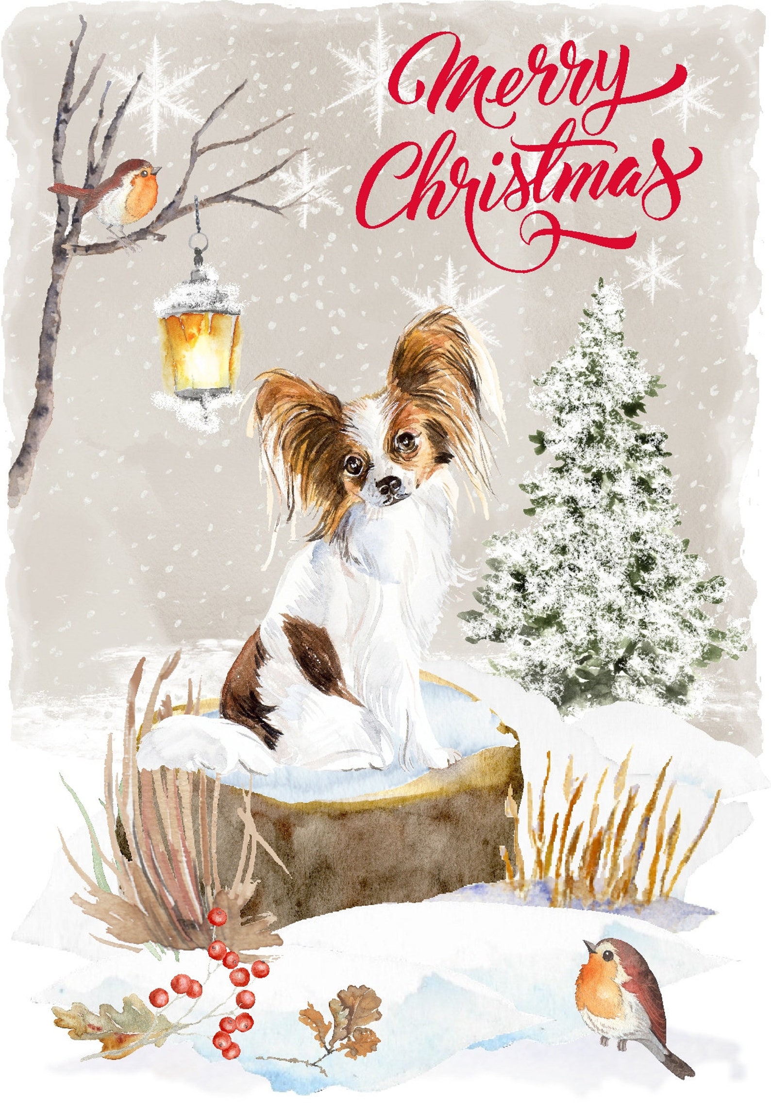 Papillon Butterfly Dog Christmas Card 6 X 4 - Etsy