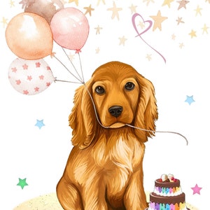 Cocker Spaniel Dog "happy Birthday" Card (6" X 4") With Envelope ...