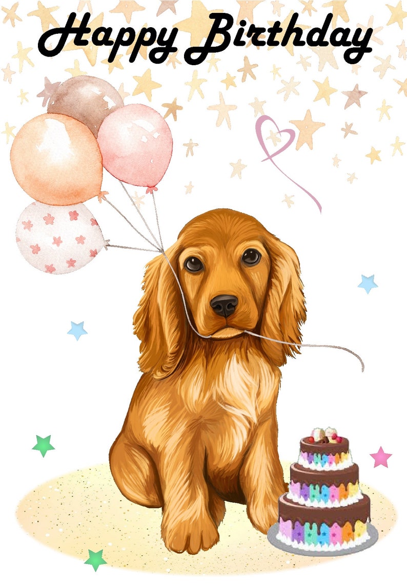 Cocker Spaniel Dog happy Birthday Card 6 X - Etsy UK