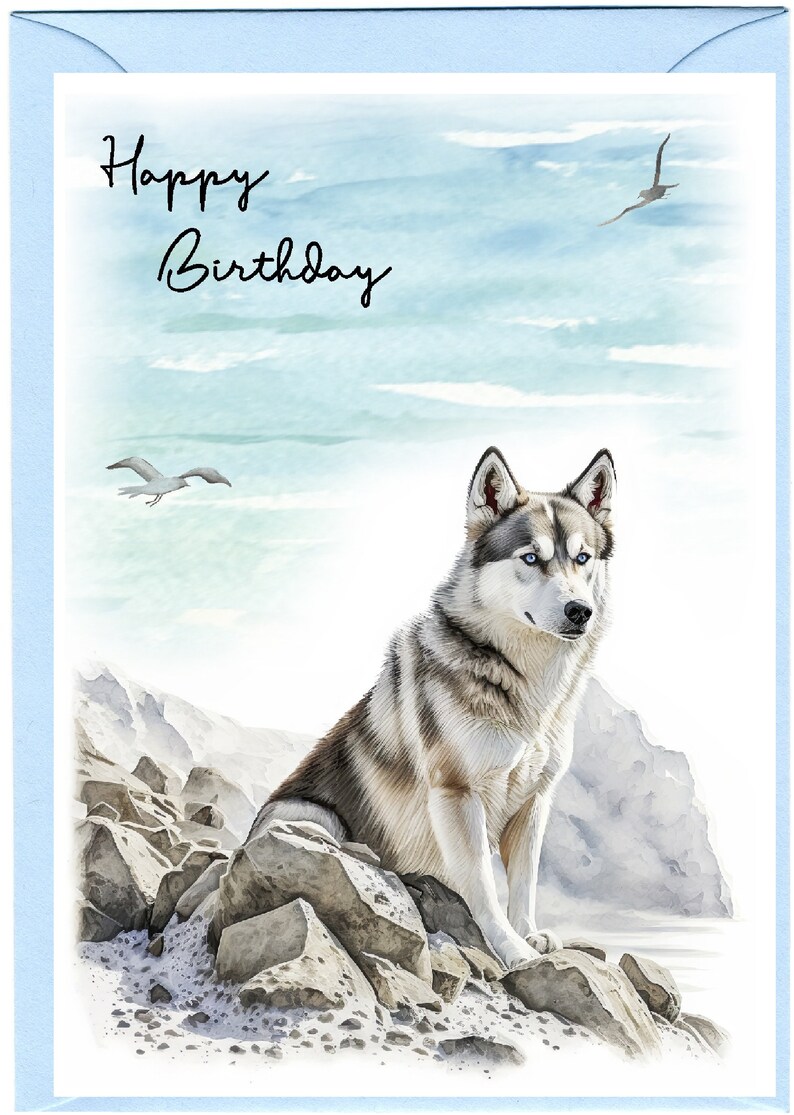Siberian Husky Dog "happy Birthday" Card (6" X 4") With Envelope ...