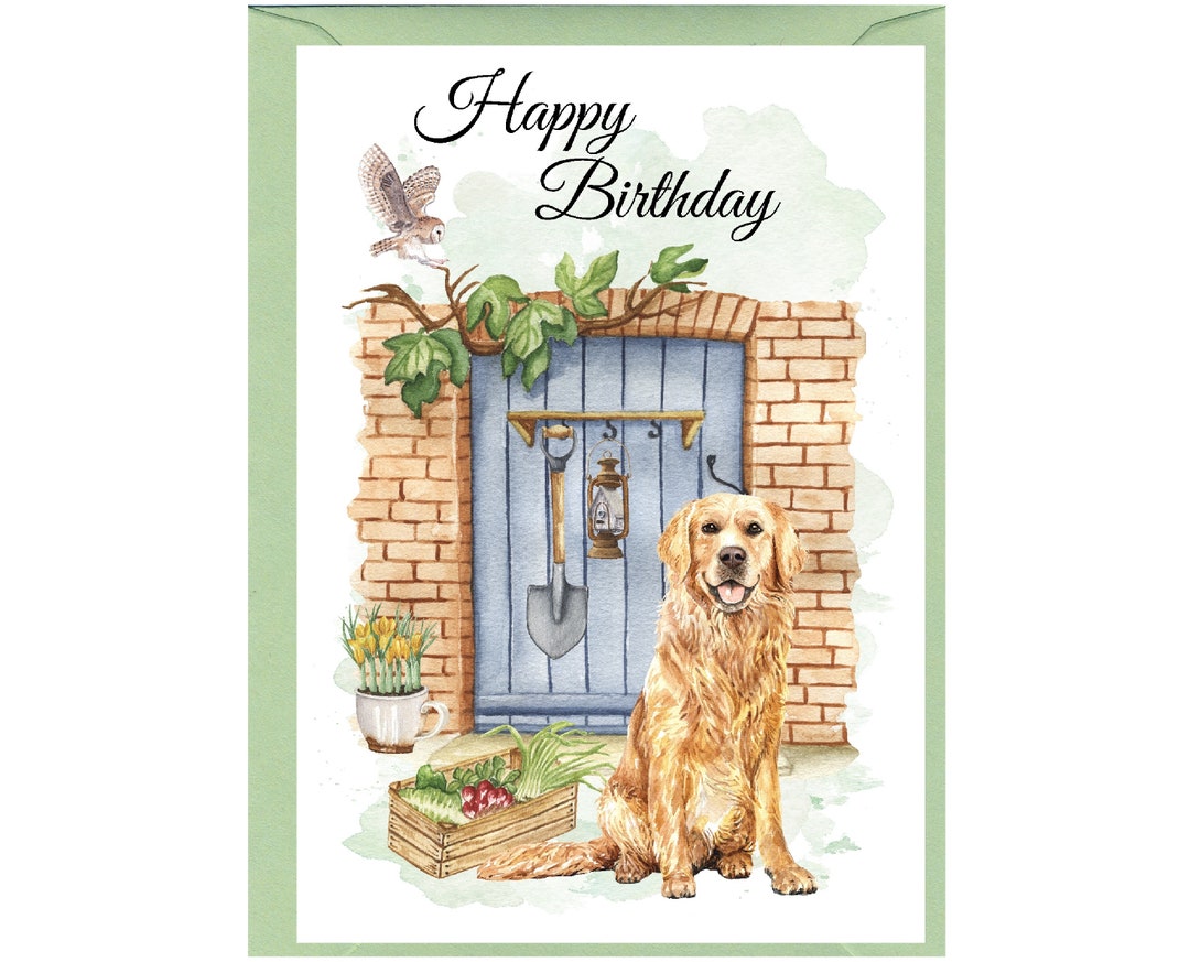 Golden Retriever Dog "happy Birthday" Card (6" X 4") With Envelope ...
