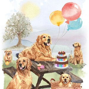 Golden Retriever Dog "happy Birthday" Card (6" X 4") With Envelope ...