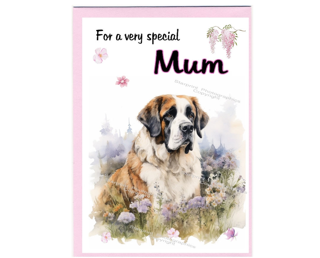 Saint Bernard Dog Blank Card /notelet for MUM (6" X 4") With Envelope ...