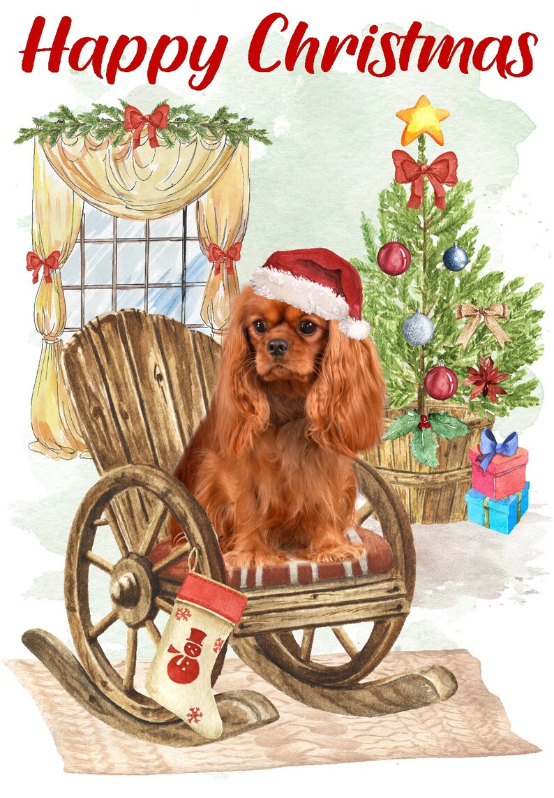 Cavalier King Charles Spaniel ruby Dog Christmas Card - Etsy