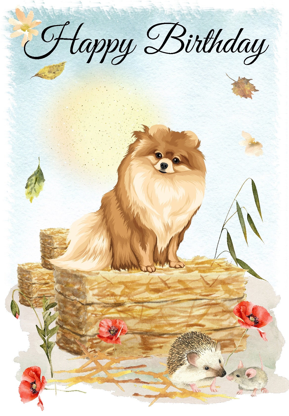 Pomeranian Dog happy Birthday Card 6x - Etsy UK