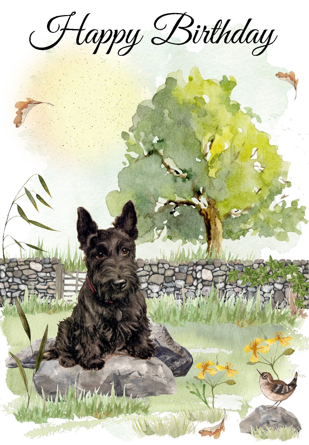 Scottish Terrier / Scottie Dog "happy Birthday" Card (6" X 4") With ...