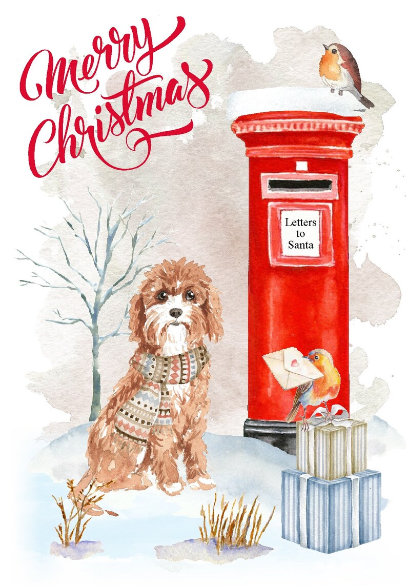 Cavapoo / Doodle Dog Christmas Card 6 x 4 Blank | Etsy