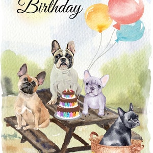 French Bulldog / Frenchie Dog "happy Birthday" Card (6"x 4") With ...