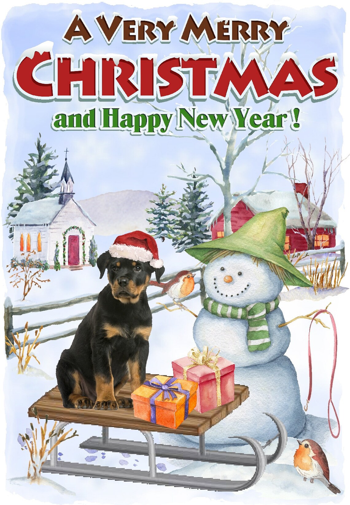 Rottweiler Dog Christmas Card 6 X 4 Blank Inside - Etsy