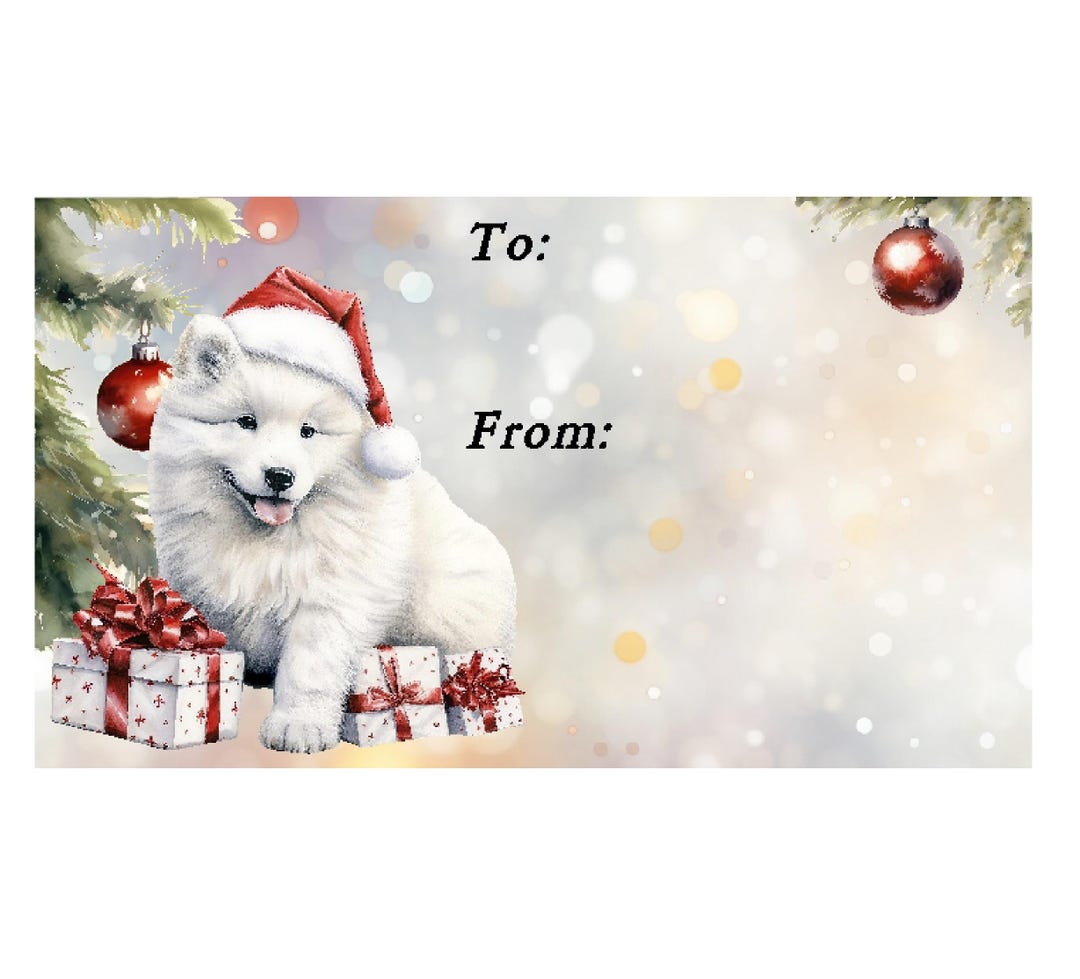 Samoyed Dog Christmas Gift Labels, Peel off Self Adhesive, 2 Sheets of ...