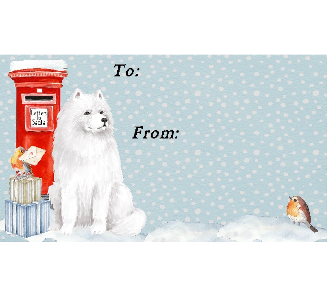 Samoyed Dog Christmas Gift Labels, Peel off Self Adhesive, 2 Sheets of ...