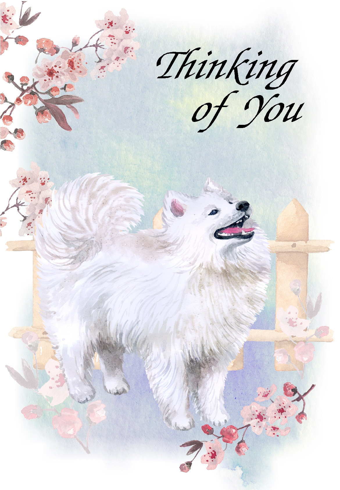 Samoyed Dog "thinking of You" Card (6" X 4") With Envelope - Blank ...