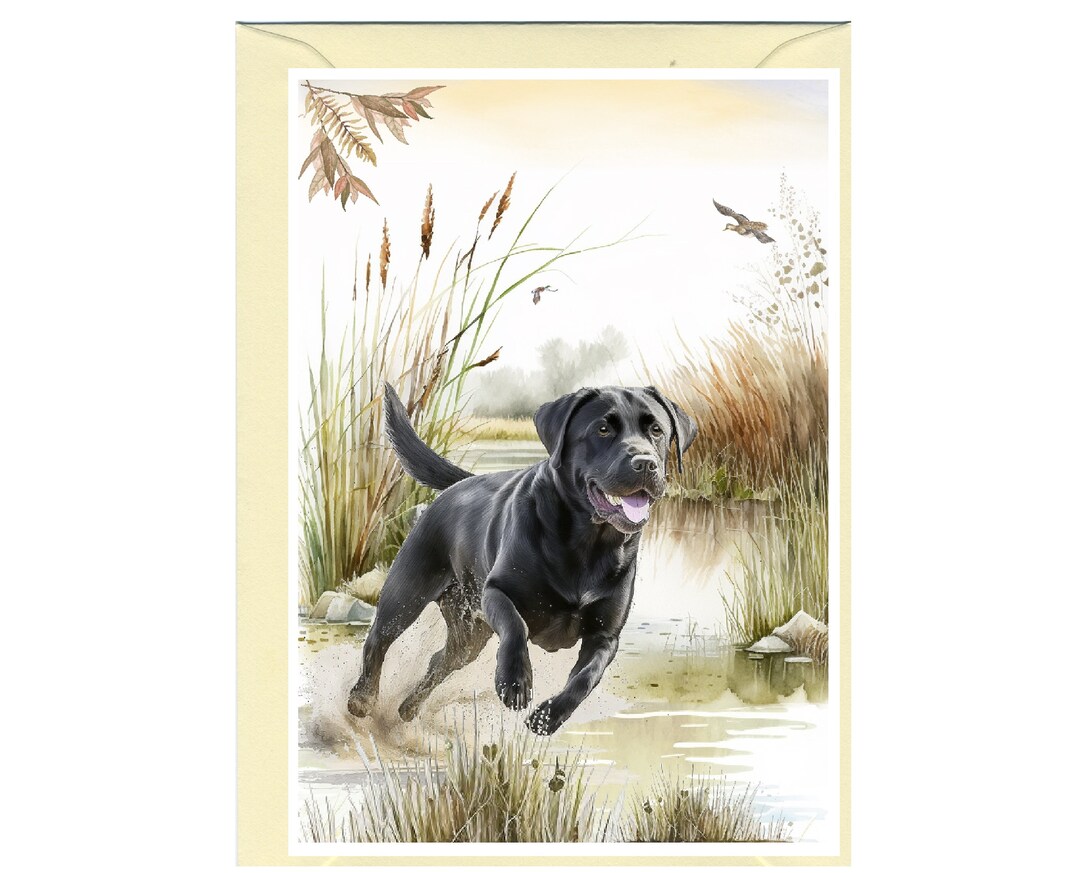 Personalised Black Labrador Retriever Dog Greetings Card /notelet (6" X ...