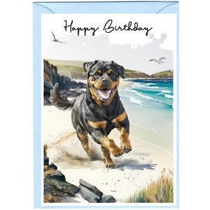 Rottweiler Dog "happy Birthday" Card (6"x 4") With Envelope. Blank ...