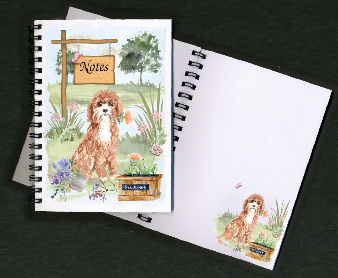 Cavapoo / Doodle Dog Notebook / Notepad "landscape Gardener Design ...