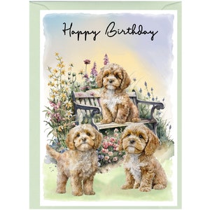 Cavapoo / Doodle Dog happy Birthday Card 6 X 4 With Envelope Blank Inside for Your Own Message ...