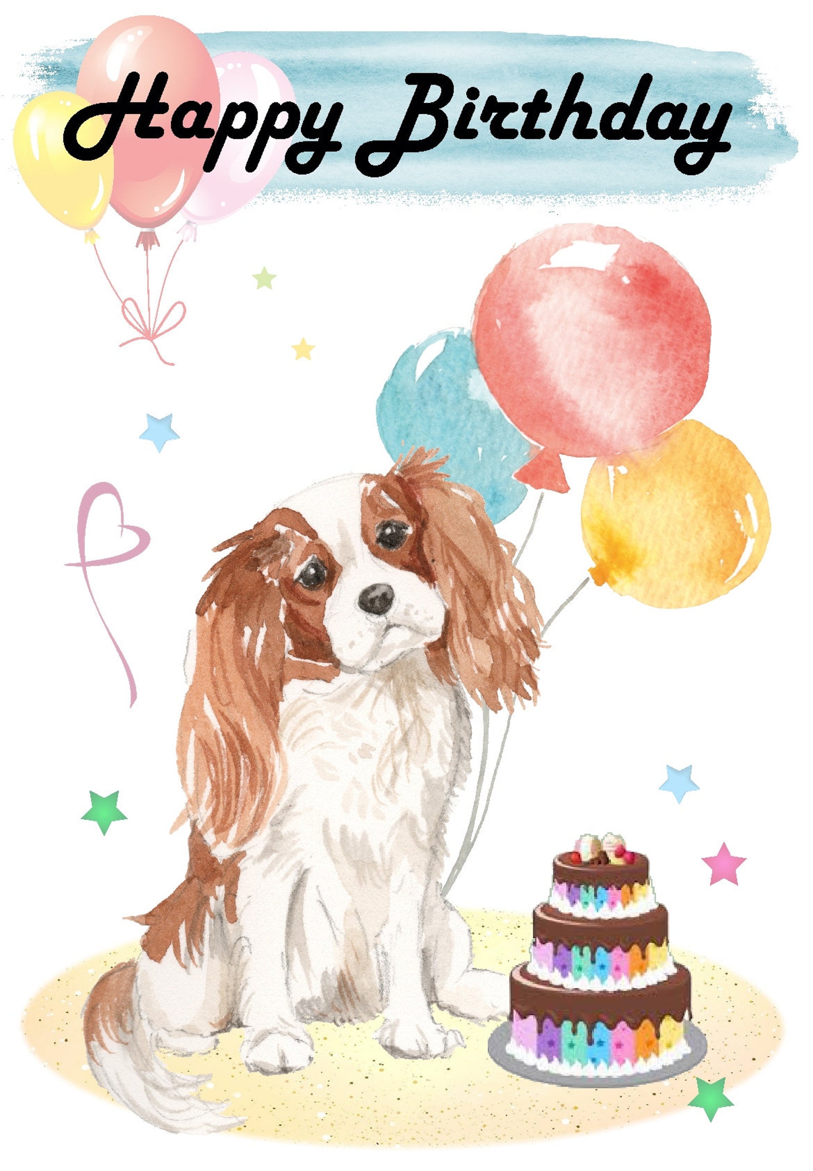 Cavalier King Charles Spaniel Dog happy Birthday - Etsy UK