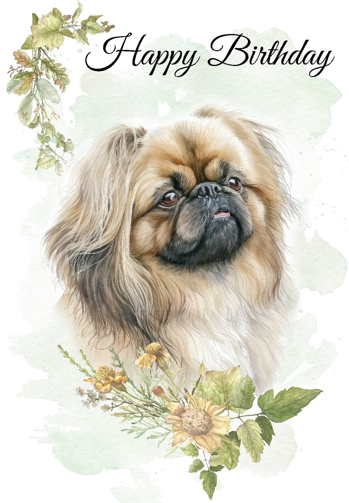 Pekingese / Peke Dog "happy Birthday" Card (6"x 4") With Envelope ...