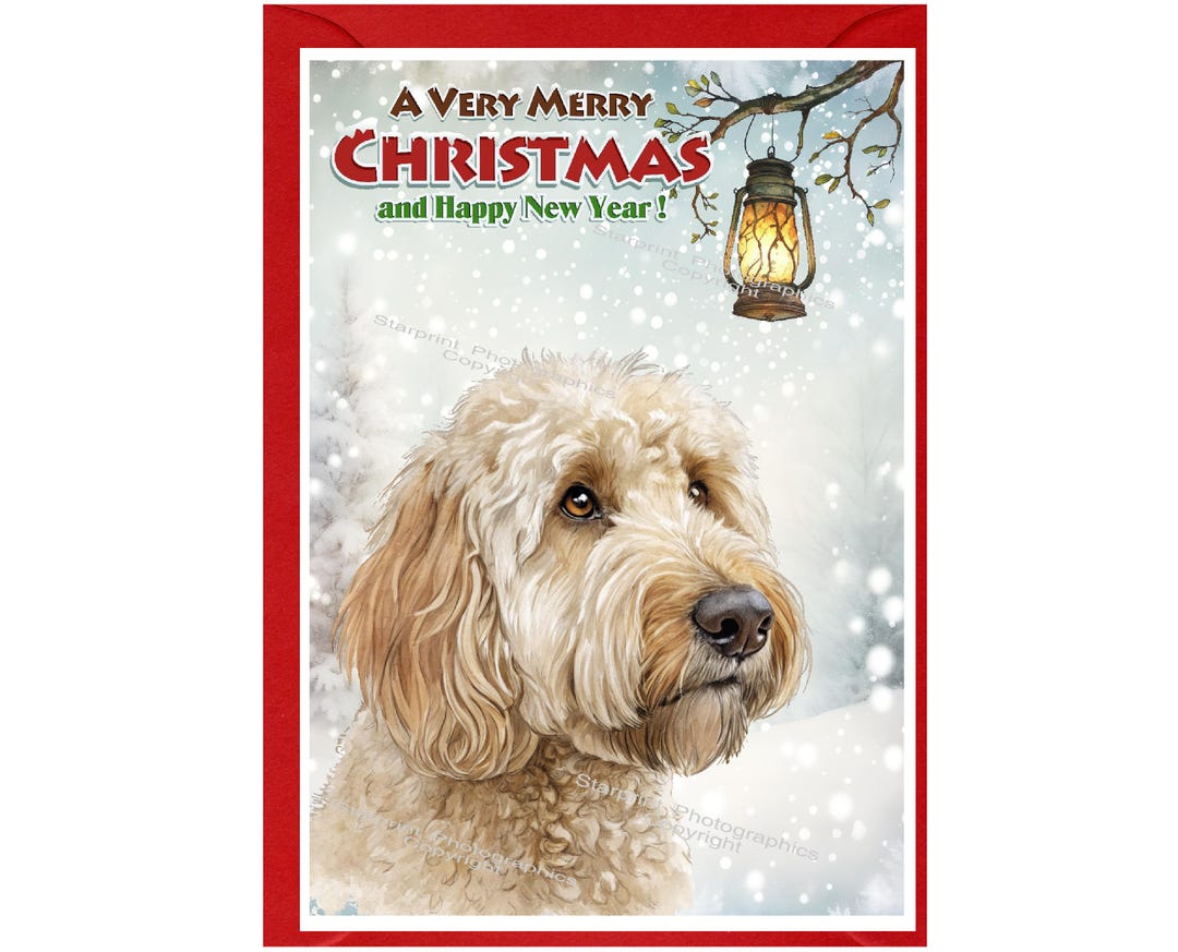 Labradoodle / Doodle Dog Christmas Card (6" X 4") Blank Inside - With ...