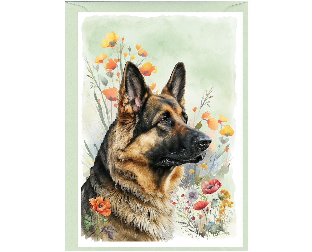 Personalised German Shepherd Dog Greetings Card /notelet 6 X 4 With ...