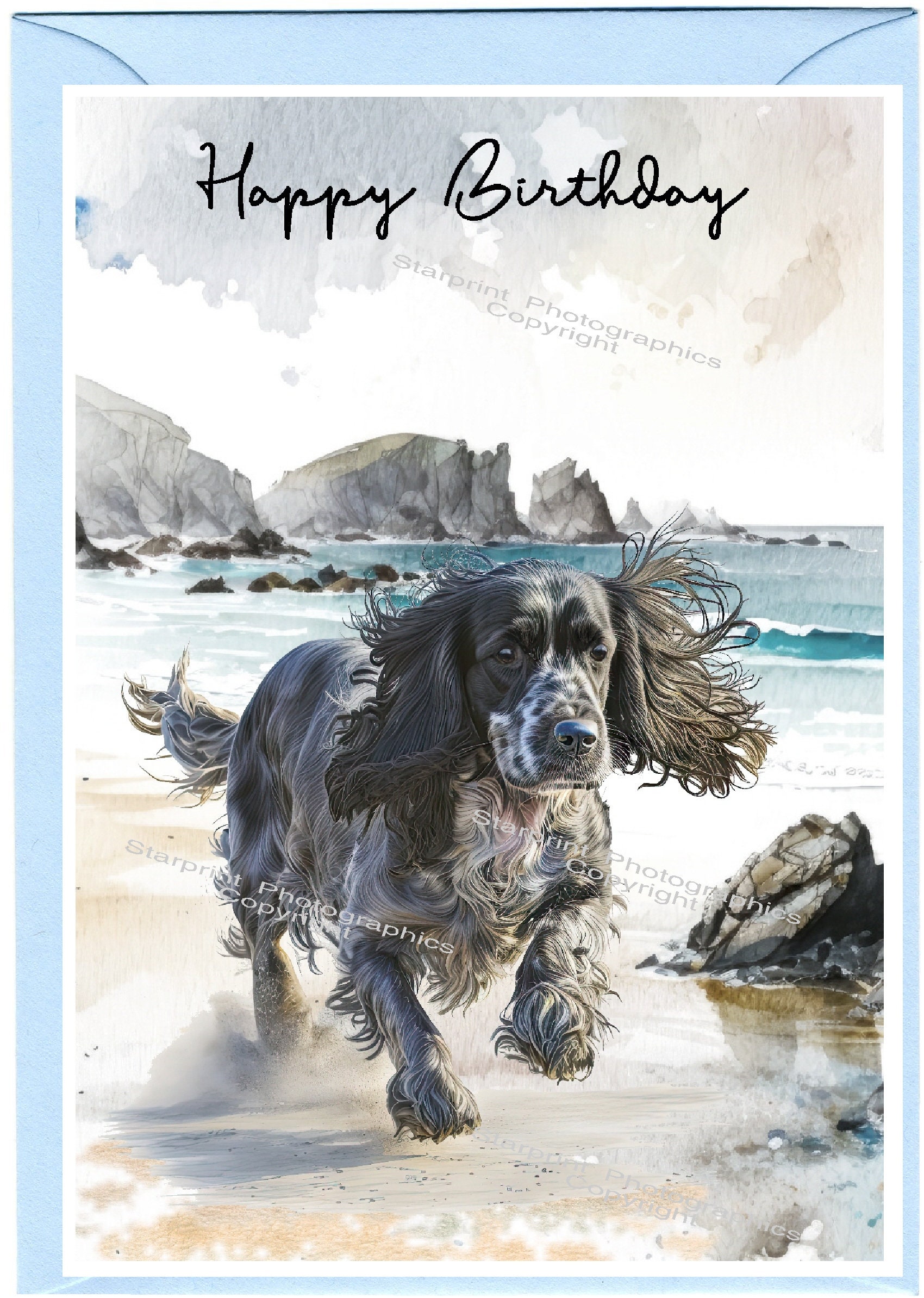 Cocker Spaniel Dog "happy Birthday" Card (6" X 4") With Envelope ...