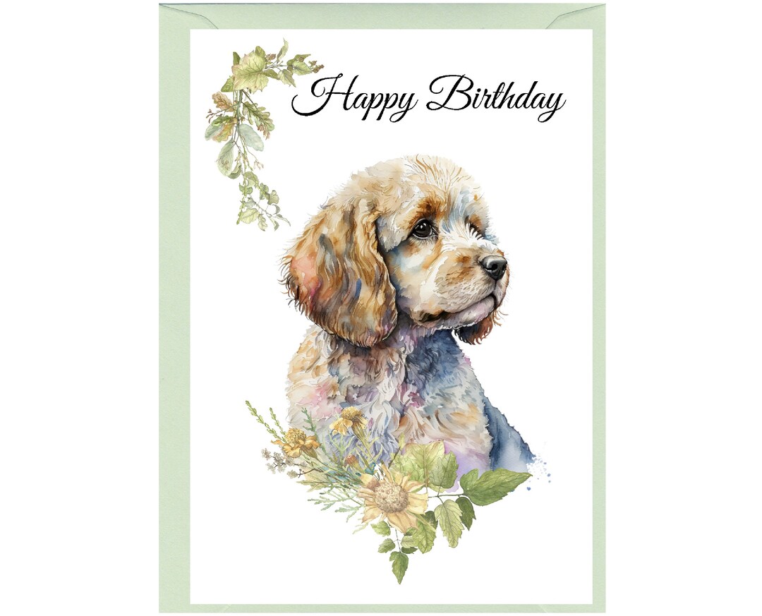 Cockapoo / Doodle Dog "happy Birthday" Card (6" X 4") With Envelope ...