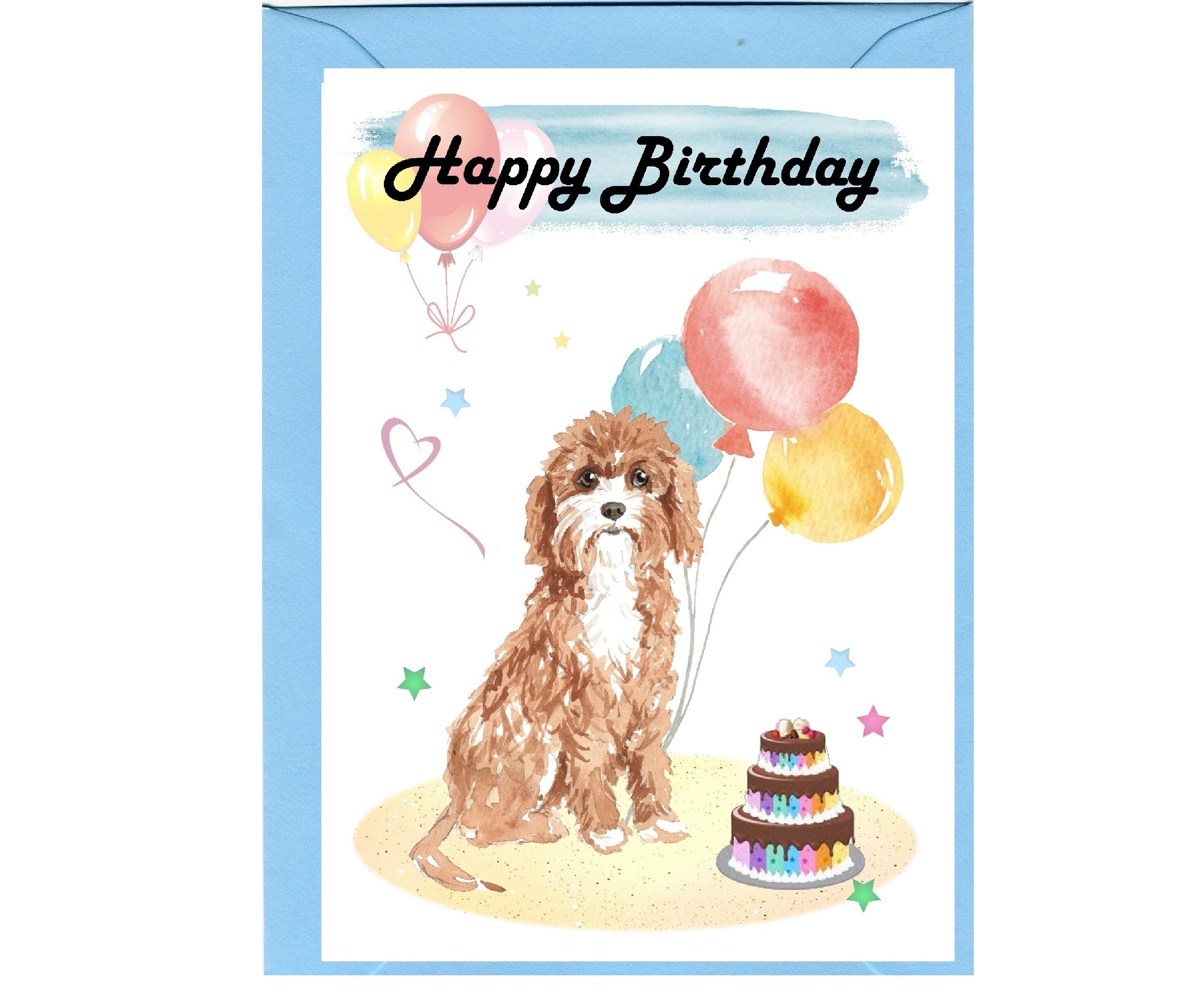 Cavapoo / Doodle Dog "happy Birthday" Card (6" X 4") With Envelope ...