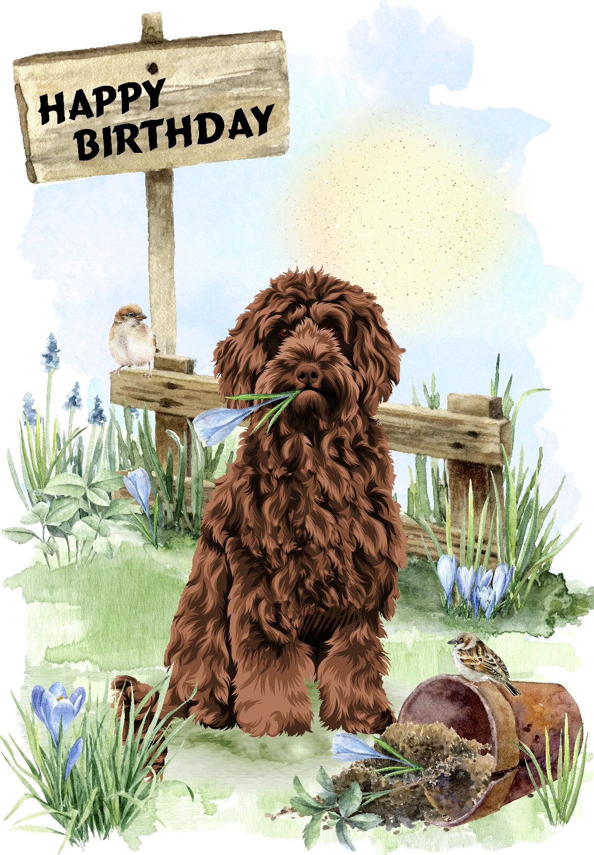 Labradoodle / Doodle Dog "happy Birthday" Card (6" X 4") With Envelope ...