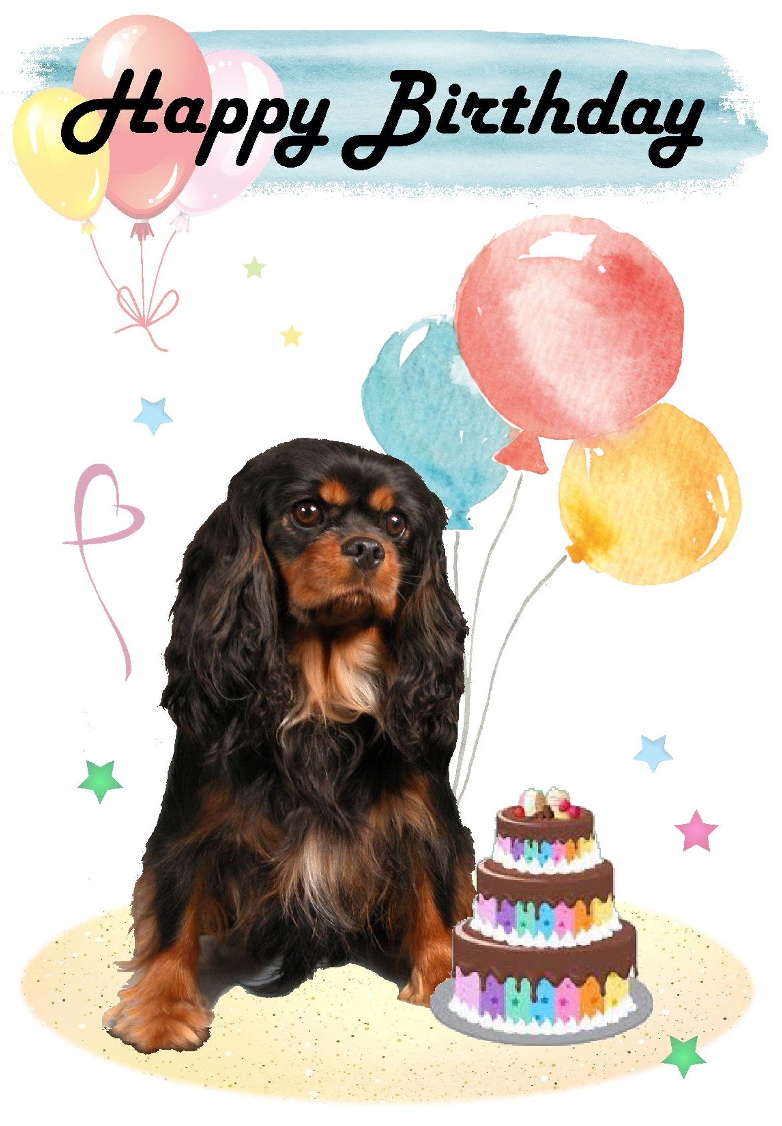 Cavalier King Charles Spaniel Dog Happy Birthday Card - Etsy France