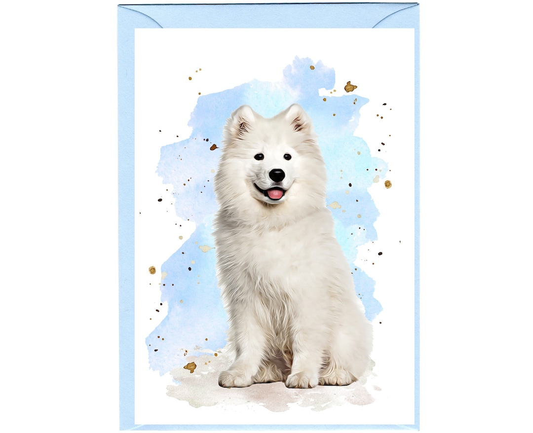 Personalised Samoyed Dog Greetings Card /notelet (6" X 4") With ...