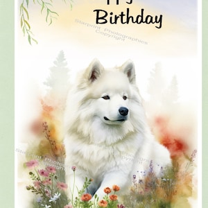 Samoyed Dog "happy Birthday" Card (6" X 4") With Envelope - Blank ...
