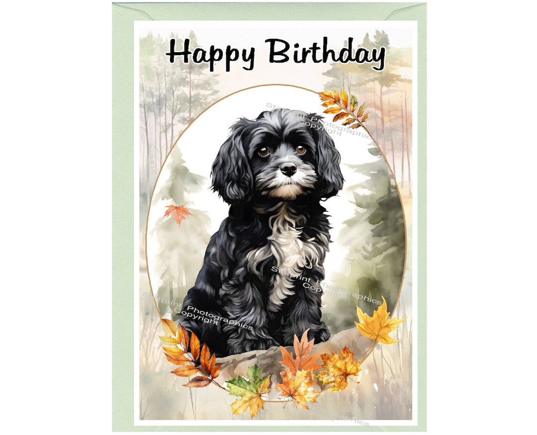 Cavapoo / Doodle Dog "happy Birthday" Card (6" X 4") With Envelope ...