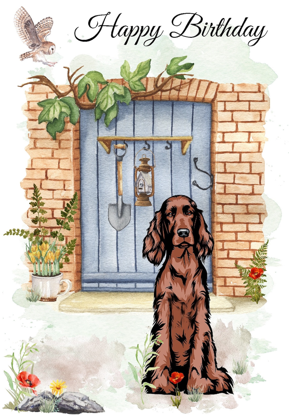Irish Setter Dog "happy Birthday" Card (6"x 4") With Envelope. Blank ...
