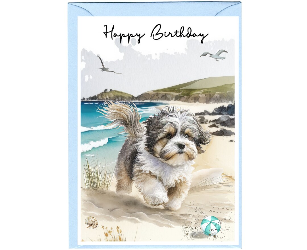 Havanese Dog "happy Birthday" Card (6"x 4") With Envelope. Blank Inside ...