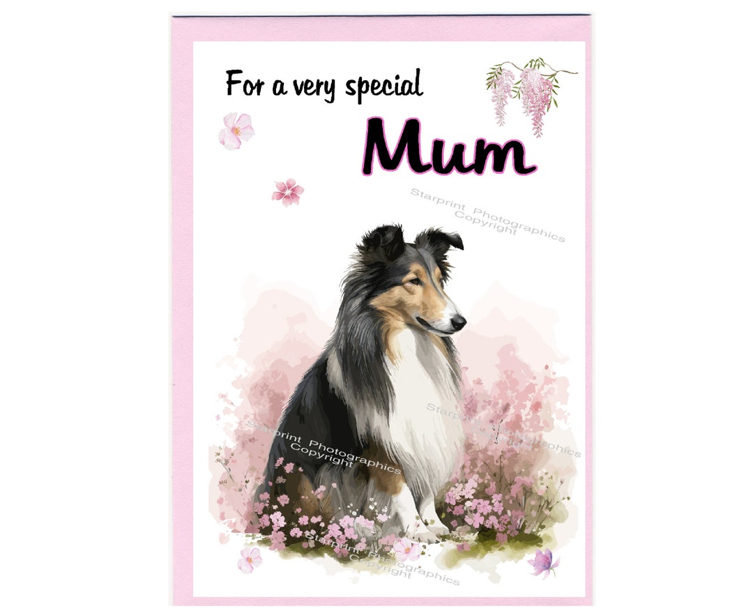 Rough Collie (lassie) Dog Blank Card /notelet for MUM (6" X 4") With ...