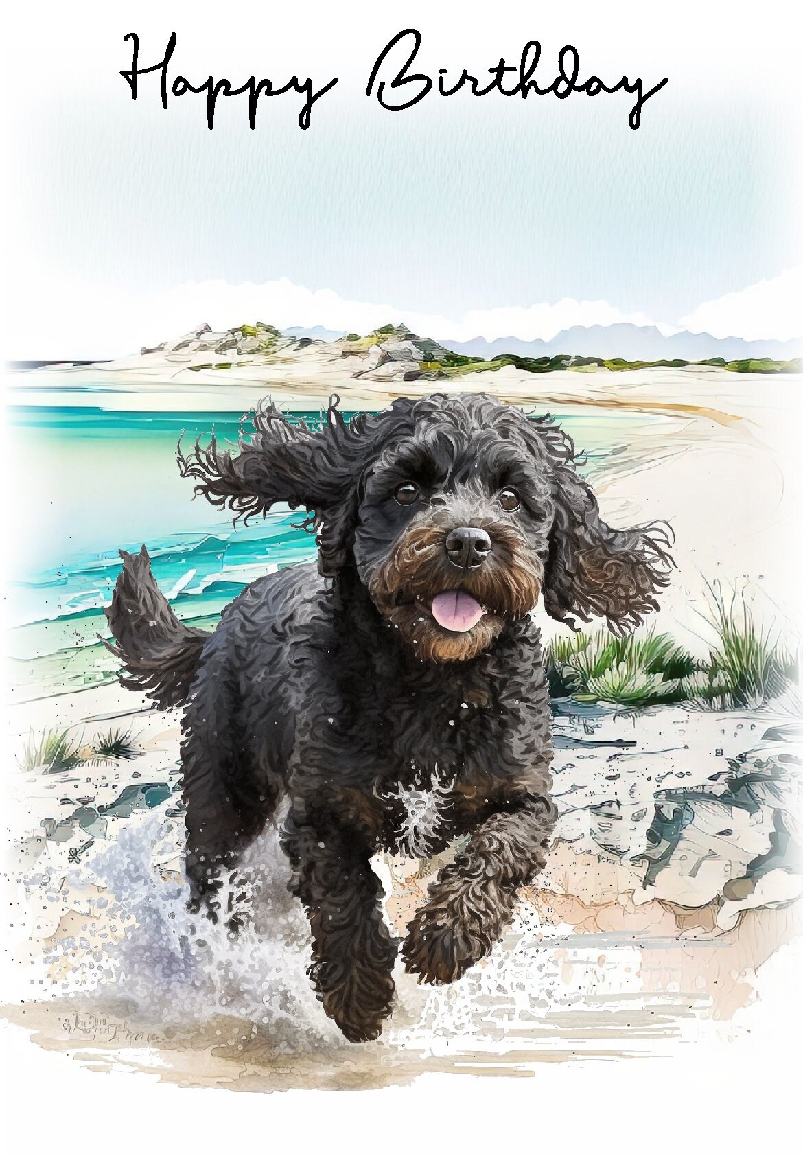 Cockapoo / Doodle black Dog happy Birthday Card - Etsy UK