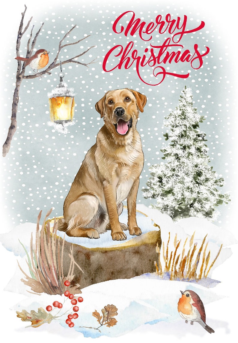 Labrador Retriever yellow/golden Dog Christmas Card 6 - Etsy